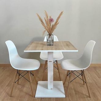 Generico TABLE BAR | BISTROT | RESTAURANT CARR&Eacute; AVEC PIED CENTRAL 60/70/80 cm couleurs assorties (CH&Ecirc;NE CADIZ A475 - BLANC, 70x70)