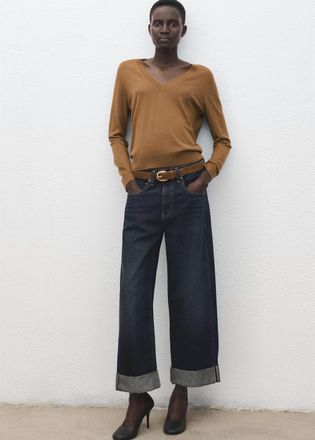 Mango Pull-over maille col en V tabac - Femme - XXS - MANGO