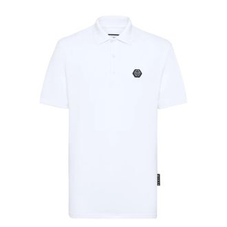 Philipp Plein Homme, Tops, Blanc, Taille: 2XL Polo Classique Hexagon