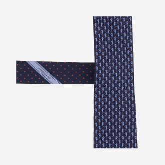 Ferragamo Mens Silk Tie Blue Ties & Bow