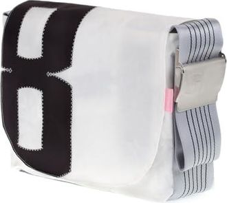 canvasco Sac à bandoulière en voile recyclée S blanc/noir - Besace toile hydrofuge et robuste - Sacoche