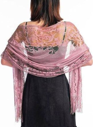 GFM &Eacute;charpe florale en dentelle pour mariage, soir&eacute;e, demoiselle dhonneur, bal (LCSCF), Lc-10-dglb-Dusky Pink Purple, Taille unique