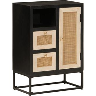 vidaXL Buffet noir 55x30x76 cm bois massif de manguier et fer - Vidaxl