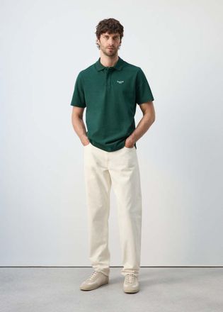 Mango Polo 100 % coton brod&eacute; vert fonc&eacute; - Homme - XL - MANGO MAN