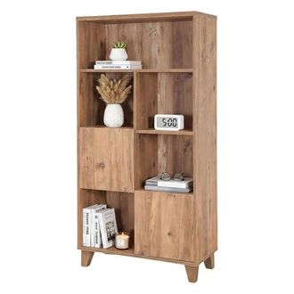 Dmora B&uuml;cherregal Muscida 80x36x155 cm Braun 5 F&auml;cher 3 T&uuml;ren