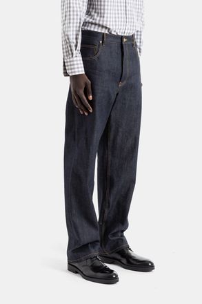 Thom Browne Mens Japanese Raw Indigo Selvedge Denim Straight Cut Button Fly Jeans Blue