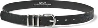 Pieces Pclea Jeans Belt Noos, Ceinture Femme, Noir (Black Detail: Black W/silver), 100 (Taille fabricant: 85)