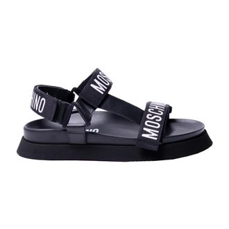 Moschino Logo Flache Sandalen - - Shoes - Damen - Schwarzk - 35 EU
