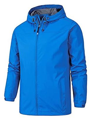 Minetom Hommes Veste de Randonn&eacute;e Imperm&eacute;ables Softshell Coupe-Vent Outdoor Printemps Automne Sportif Manteau avec Capuche B Bleu XL
