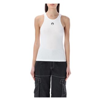 Marine Serre Femme, Tops, Blanc, Taille: 38 FR Tank Top Moon Logo