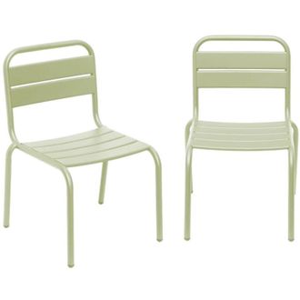 Sweeek Lot de 2 chaises en m&eacute;tal vert clair pour enfant. salon de jardin enfant