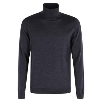 Roberto Collina Homme, Pulls, Bleu, Taille: M Pull &agrave; Col Roul&eacute; en Denim Dolcevita