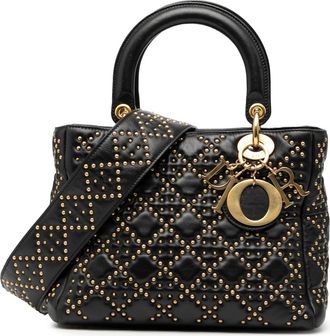 Dior Hobo Bags - Medium Lambskin Cannage Studded Supple Lady Dior - Gr. unisize - in Schwarz - f&uuml;r Damen