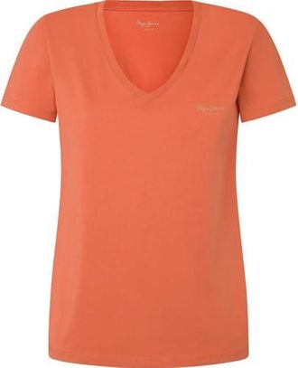 Pepe Jeans London Fiore V Neck T-Shirt, Orange (Orange Coucher de Soleil), XL Femme