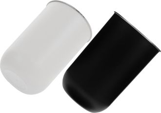 Soimiss 2 St&uuml;ck Edelstahl Unzerbrechliche Zahnputzbecher Mundsp&uuml;lbecher Badezimmer Zahnb&uuml;rstenhalter Rund Wei&szlig; und Schwarz Lebensmittelecht Leicht Praktisch