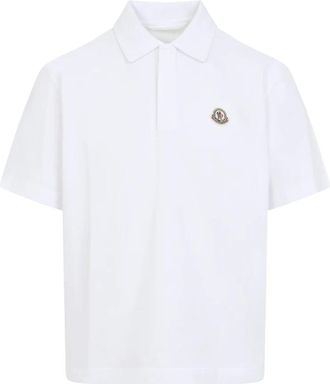 Moncler Homme, Tops, Blanc, Taille: XL Polo en coton avec &eacute;cusson logo