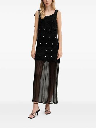 Never Fully Dressed Verziertes Maxikleid mit Schleifendetail - Schwarz