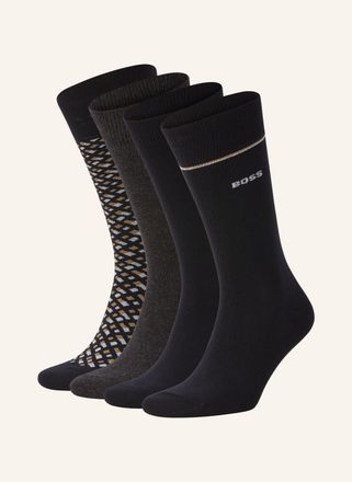 HUGO BOSS 4er-Pack Str&uuml;mpfe Monogram Mit Geschenkbox schwarz