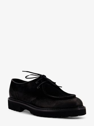 Doucal's Mens Lace-Up Shoes Commander Suede Black Flat
