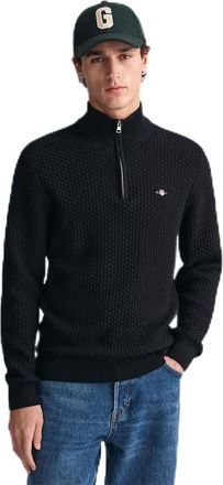 GANT Gant Herren Cotton Pique Halfzip Pullover, Black, Standard