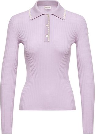 Moncler Moncler Polo &Agrave; Manches Longues En Laine, Femme, Violet, Taille: Xs
