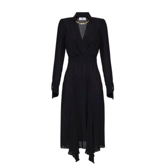 Elisabetta Franchi Femme, Robes, Noir, Taille: 34 FR Robe en Georgette avec Collier Tubulaire