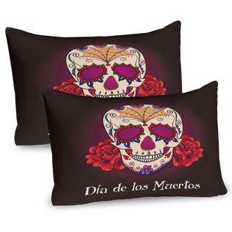 Abakuhaus Tag der Toten Kissenbezug Packung mit 2, Dia de Los Muertos Zitat Spanisch Sch&auml;del Totenkopf Skelett Vivid Print, Dekorativer Standard Gedruckter Kiss