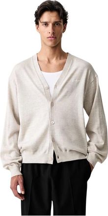 Kenzo Cardigan en laine m&eacute;rinos brod&eacute; Signature - Homme - Pulls - Gris - Taille: L