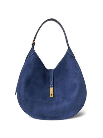 Polo Ralph Lauren sac porté épaule Polo ID demi-lune en daim - Bleu