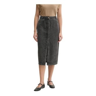 Sessun Jupe midi en jean boutonn&eacute;e &agrave; lavant - Femme - Jupes - Noir - Taille: 42 FR