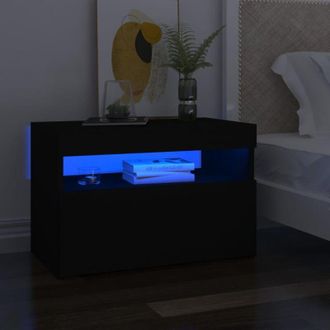 vidaXL Tables de chevet avec lumières led 2 pcs noir 60x35x40 cm Vidaxl
