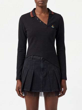 Vivienne Westwood Polo asym&eacute;trique en coton &agrave; manches longues avec logo Orb