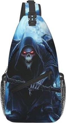 Generic Sac &agrave; bandouli&egrave;re gothique m&eacute;canique squelette rouge brillant sac &agrave; bandouli&egrave;re sac &agrave; dos de voyage sac &agrave; dos bandouli&egrave;re pour homme sac &agrave; dos de rand