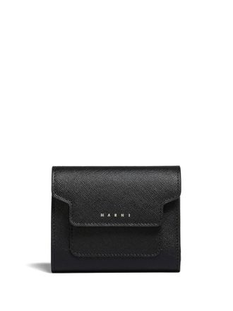Marni portefeuille en cuir &agrave; logo imprim&eacute; - Noir