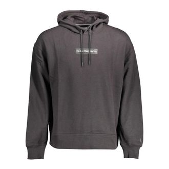 Calvin Klein Homme, Sweatshirts et sweats &agrave; capuche, Noir, Taille: M Sweat &agrave; capuche noir avec impression et d&eacute;tails contrast&eacute;s