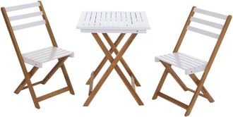 Hhg [NEUWERTIG] Garnitur HHG-724, Sitzgruppe Lounge-Set Garten 2x Stuhl Tisch, Akazie Holz klappbar natur-wei&szlig;