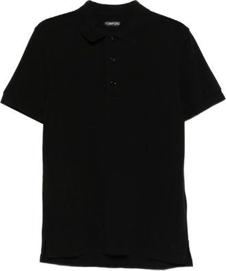 Tom Ford Homme, Tops, Noir, Taille: XL Polo Piqu&eacute; Manches Courtes
