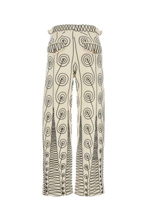 Bode Mens Quillwork Trousers Beige Wool
