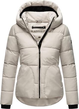 Navahoo Veste dhiver chaude et courte, pour femme, avec détails réfléchissants, capuche réglable et col haut, perle de rire XIV XS-XXL, gris clair, XL