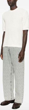 Emporio Armani Cotton Chevron Knit Sweater - Cream