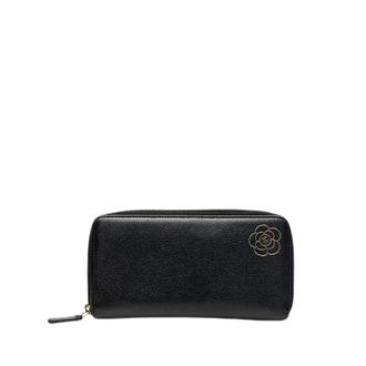 Chanel Portefeuille long zipp&eacute; en cuir Cam&eacute;lia Pre-owned - Femme - Pre-owned - Noir - Taille: ONE Size