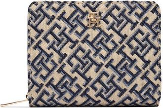 Tommy Hilfiger Geldb&ouml;rse Th Icon Med Za W/ Flap Jacquard AW0AW18759 Blau