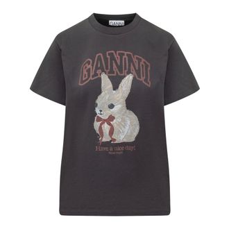 Ganni Femme, Tops, Noir, Taille: 38 FR Bunny T-shirt