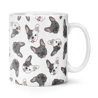 Gift Base Französische Bulldoge Weiß Muster 10oz Becher Tasse