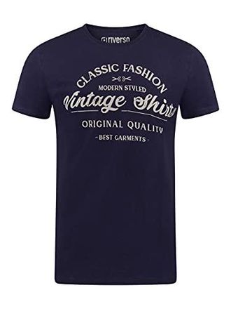 Riverso T-shirt RIVLeon pour homme - Col rond - Manches courtes - Imprimé - Coupe droite - 100 % coton, Bleu (Njd), L