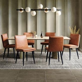 Merax Lot de 6 chaises de salle à manger en polyuréthane de qualité supérieure avec coussins dassise doux à double couche, dossier ergonomique et pieds en m