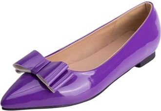 SJJH Ballerines pointues avec noeud | Talon plat de 1 cm pour femme | Design &agrave; enfiler en cuir synth&eacute;tique | Semelle antid&eacute;rapante pour le travail et la vi