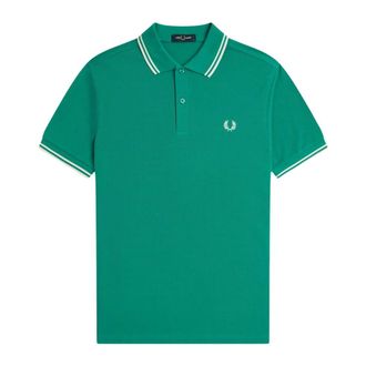 Fred Perry Gestreiftes Baumwoll-Piqu&eacute;-Poloshirt - - Tops - Herren - Gr&uuml;n - M