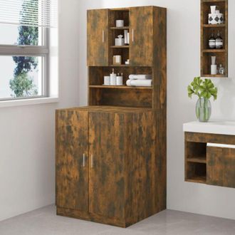 vidaXL Vidaxl - Armoire de machine &agrave; laver Ch&ecirc;ne fum&eacute; Bois ding&eacute;nierie