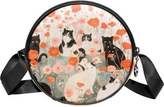 Generic Sac &agrave; bandouli&egrave;re rond pour femme, petit sac &agrave; bandouli&egrave;re avec fermeture &eacute;clair et bretelles r&eacute;glables style d&eacute;contract&eacute; pour femmes et filles